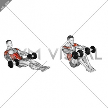 Dumbbell Seated Tuck Crunch on Floor illustration